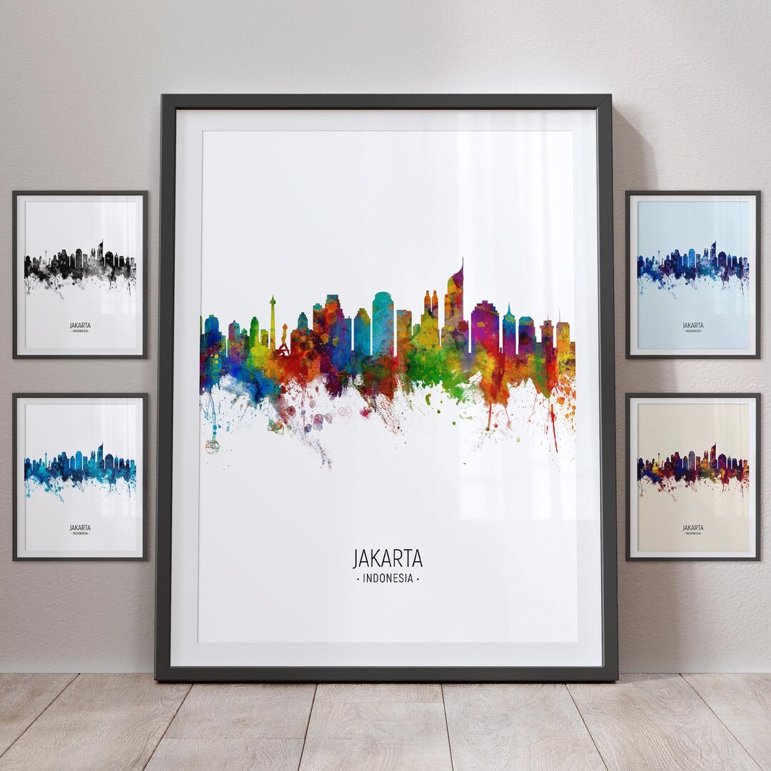 Jakarta Skyline, Jakarta Indonesia Cityscape Art Print Poster Portrait ...