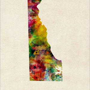 Delaware Watercolor Map USA Art Print 428 - Etsy