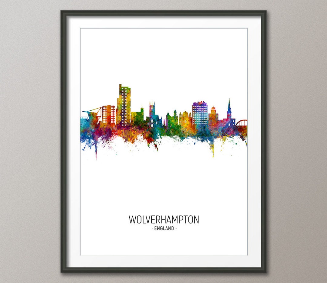 Wolverhampton Skyline, Wolverhampton England Cityscape Art Print Poster ...