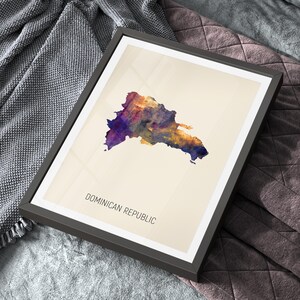 Dominican Republic Map, Watercolour Painting Art Print Poster, Portrait ...