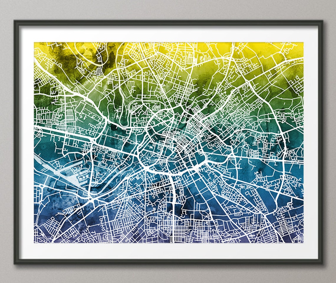 Manchester Map Manchester England City Street Map Art Print | Etsy