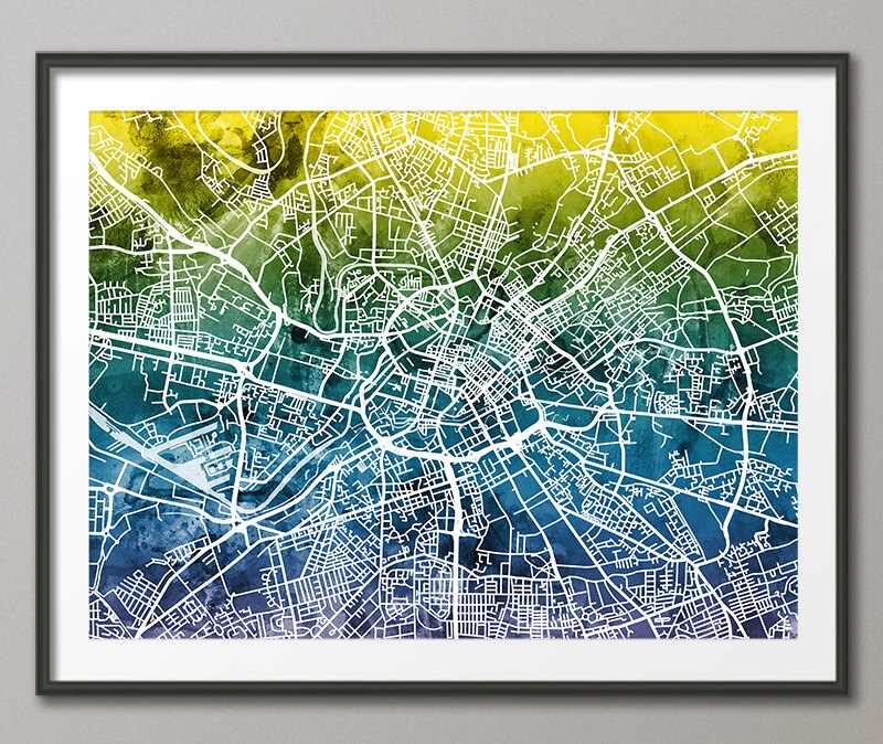 Manchester Map Manchester England City Street Map Art Print | Etsy