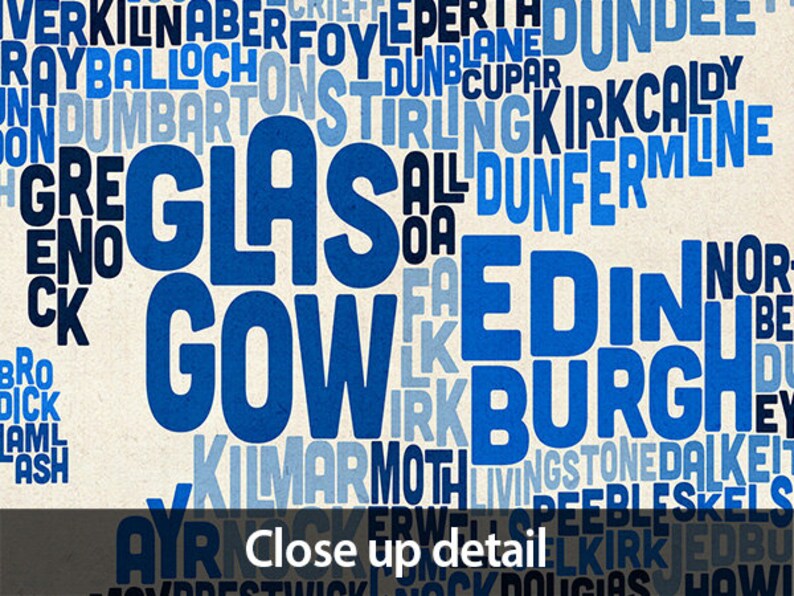 Scotland Typography Text Map Art Print 1484 | Etsy UK