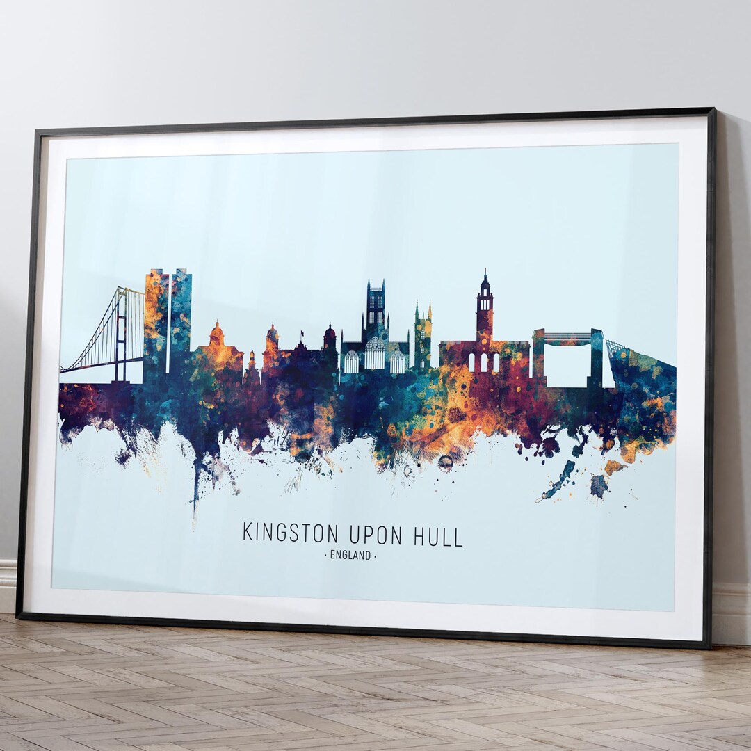 Kingston Upon Hull Skyline England, Cityscape Painting Art Print Poster ...