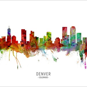Denver Skyline Colorado, Cityscape Painting Art Print Poster CX 6570 - Etsy