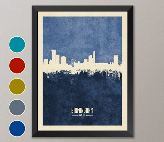 Birmingham Skyline Birmingham Cityscape England Watercolor | Etsy