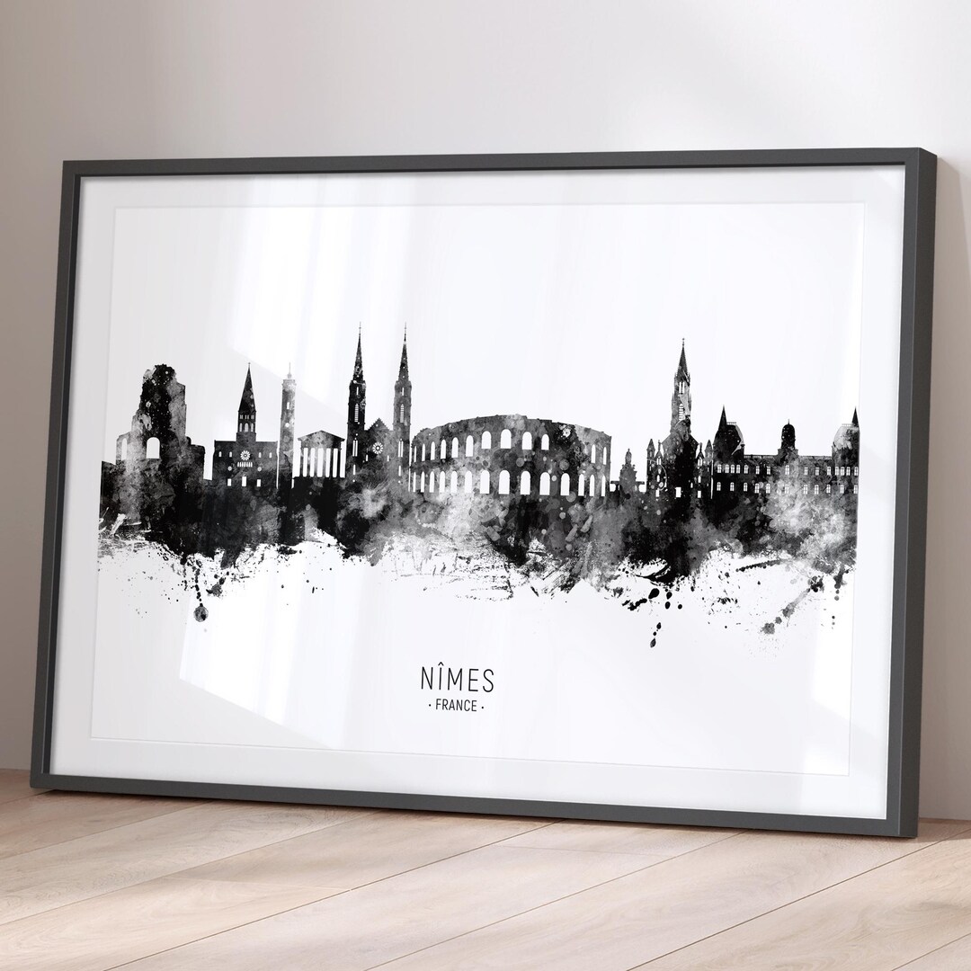 Nimes Skyline, France - Cityscape Painting Art Print Poster BX (26211 ...