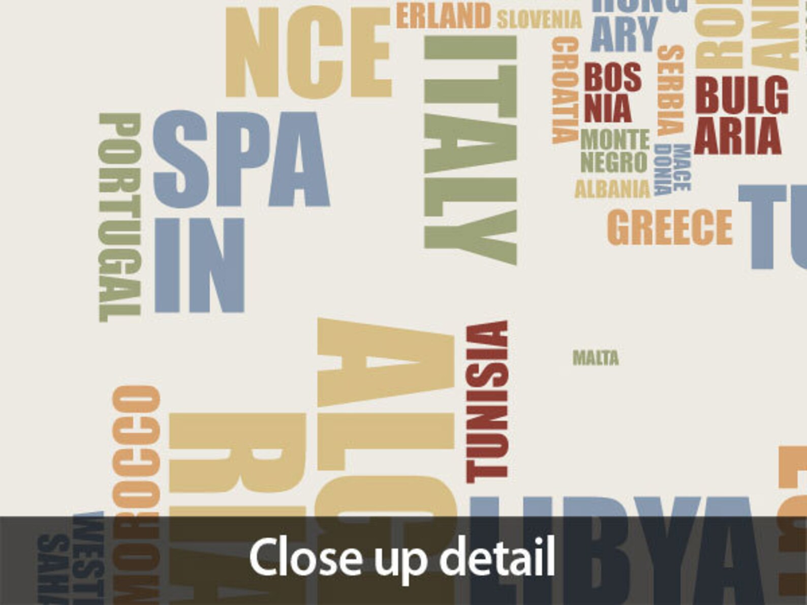 Typographic Text Map of the World Map Art Print 733 | Etsy