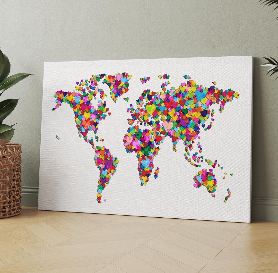 Hearts World Map, 12x16 Inch Box Canvas, 50% OFF SALE (x2263) - Etsy