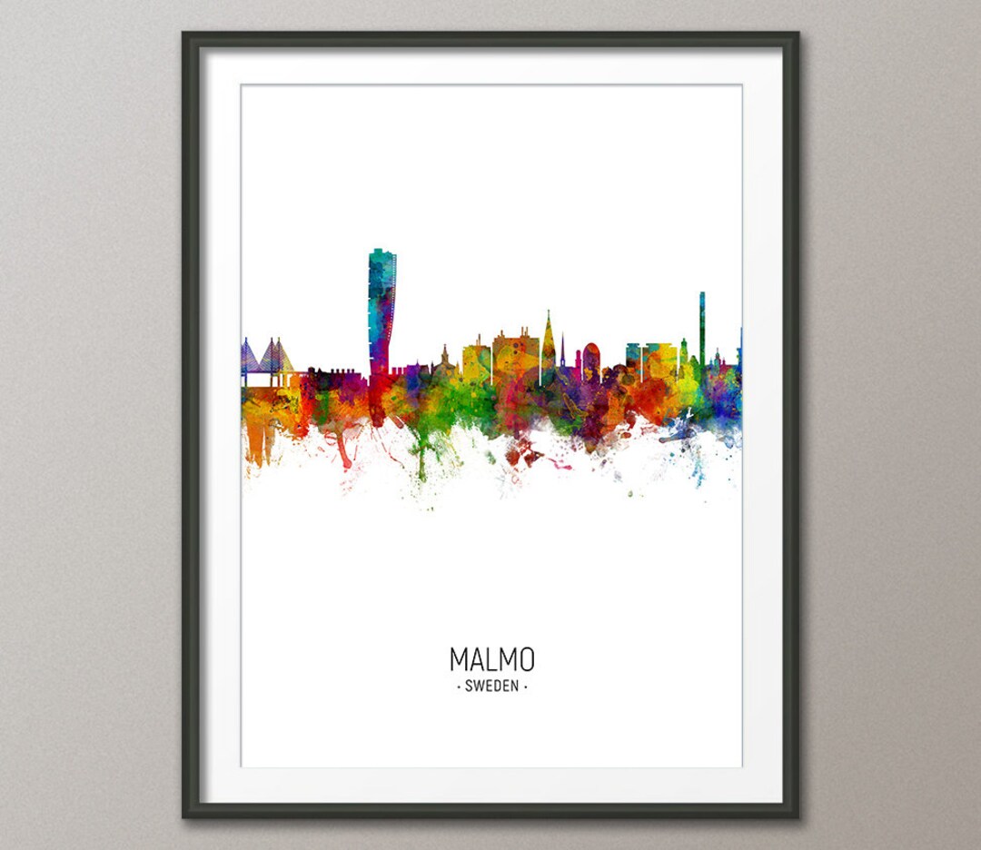 Malmo Skyline, Malmo Sweden Cityscape Art Print Poster Portrait 5069 - Etsy