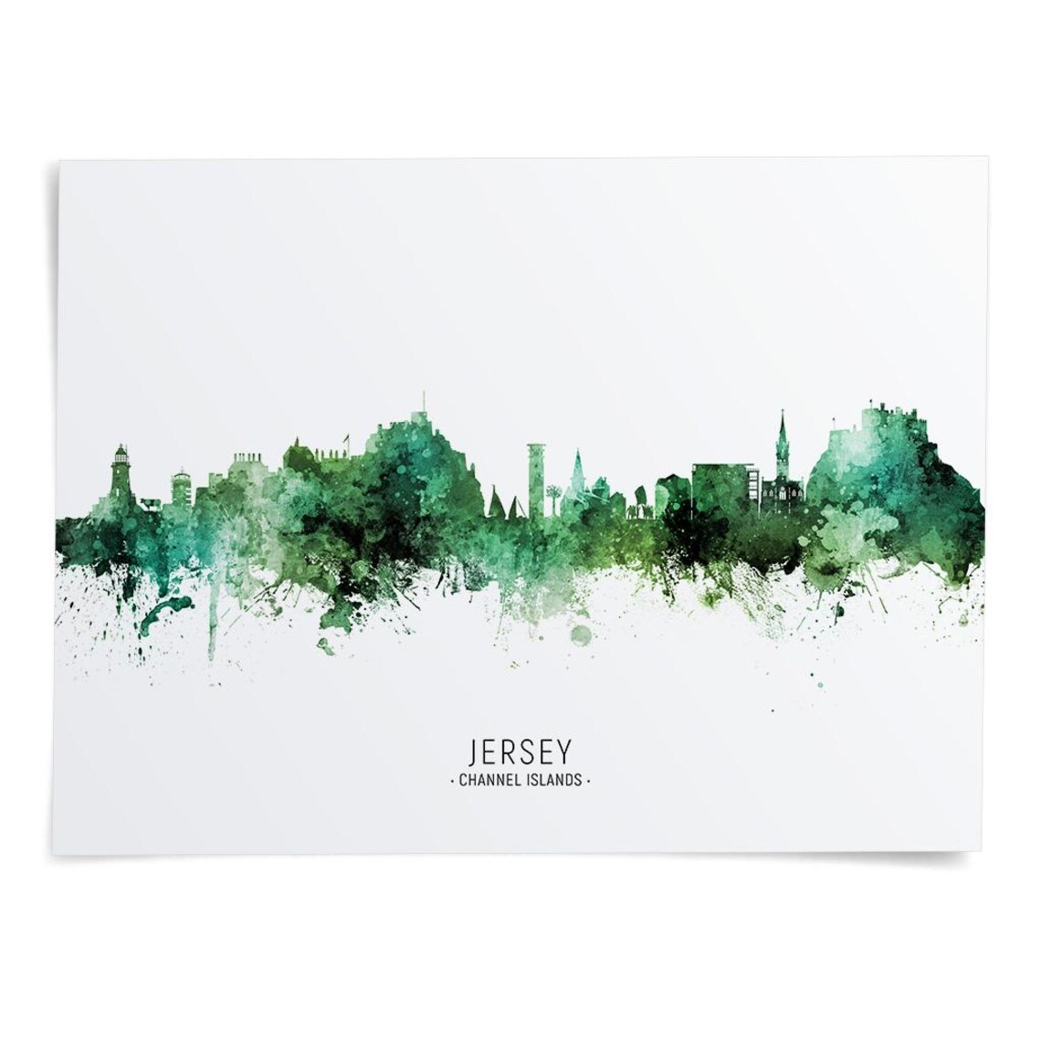 Jersey Skyline Channel Islands, Cityscape Painting Art Print Poster LX ...