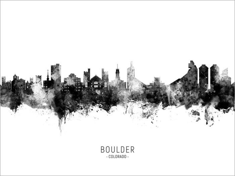 Boulder Skyline Boulder Colorado Cityscape Art Print Poster - Etsy
