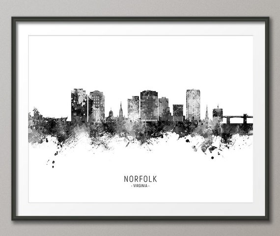 Norfolk Skyline Norfolk Virginia Cityscape Art Print Poster - Etsy
