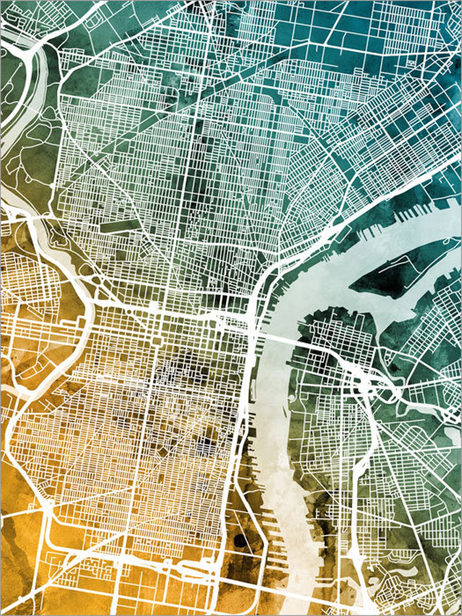 Philadelphia Map Philadelphia Pennsylvania City Street Map | Etsy