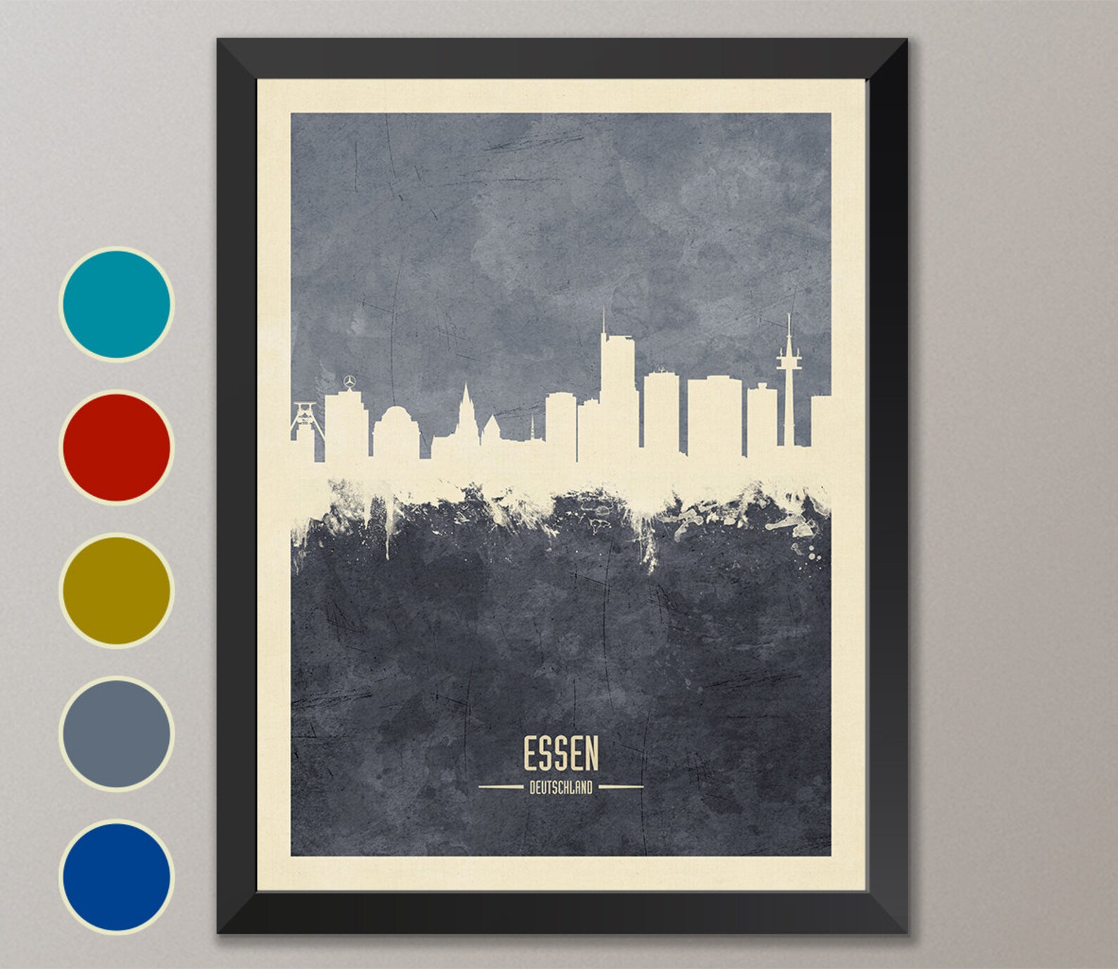Essen Skyline Essen Cityscape Germany Watercolor Art Print - Etsy