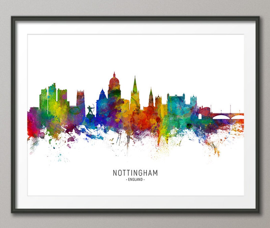 Nottingham Skyline England Cityscape Painting Art Print - Etsy