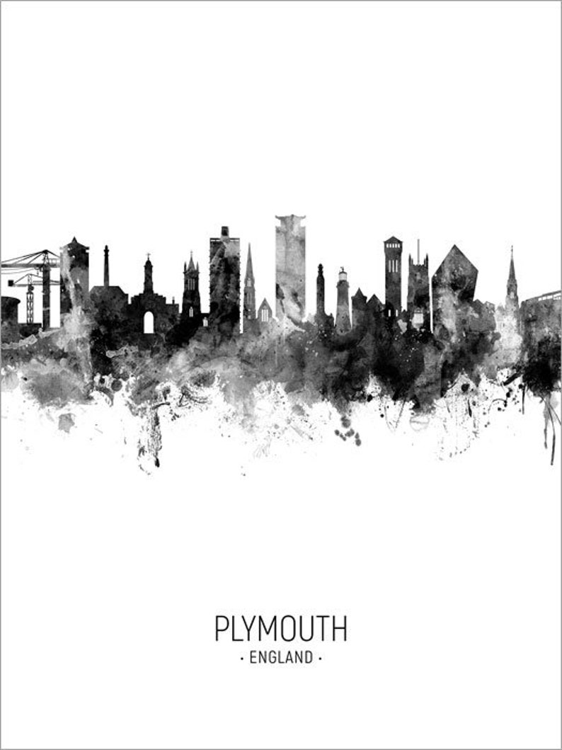 Plymouth Skyline Plymouth England Cityscape Art Print Poster - Etsy
