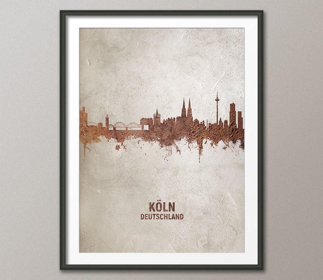 Cologne Skyline Köln Germany, Rust on Concrete Cityscape Art Print ...