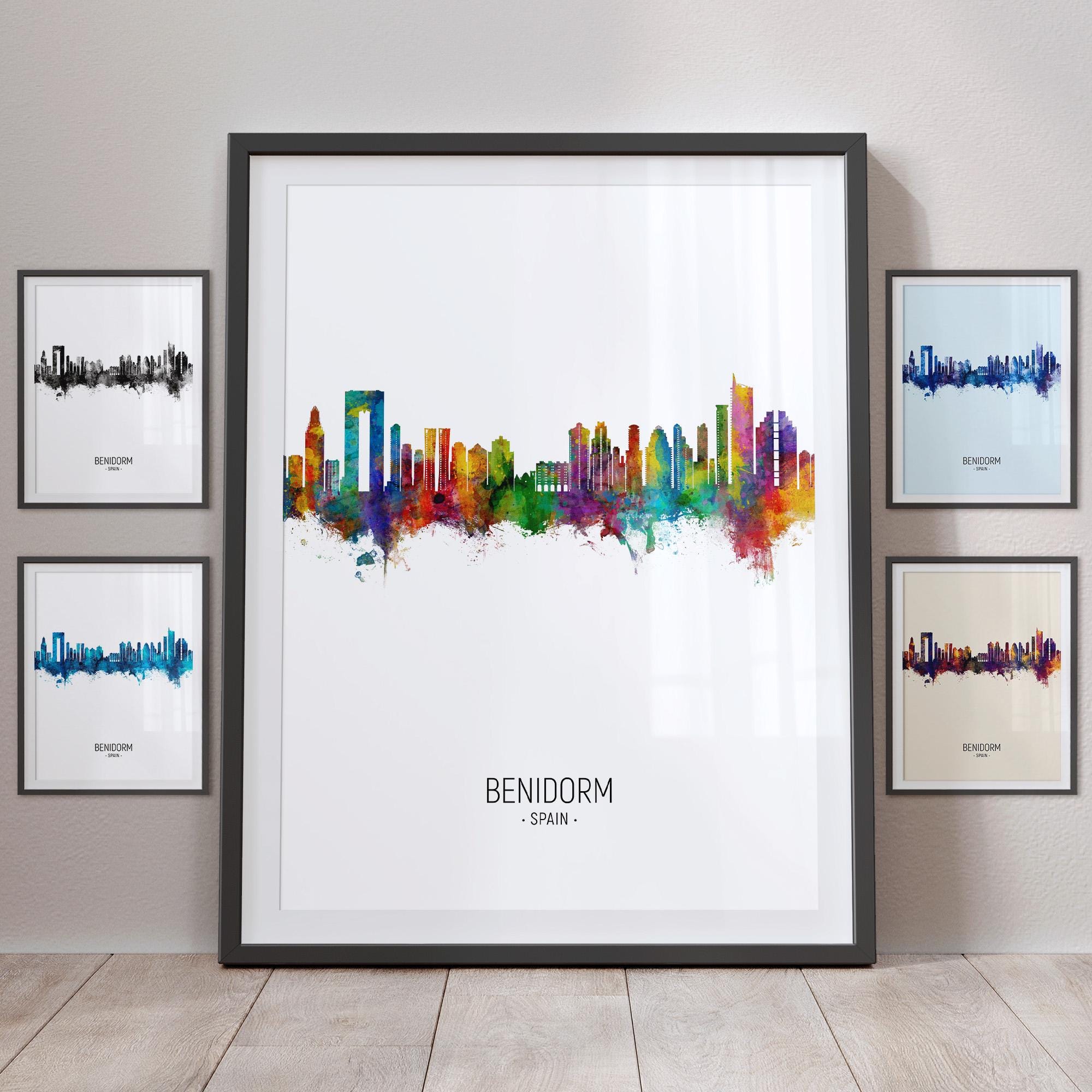 Benidorm Skyline, Spain Cityscape Art Print Poster Portrait - PX (21597 ...
