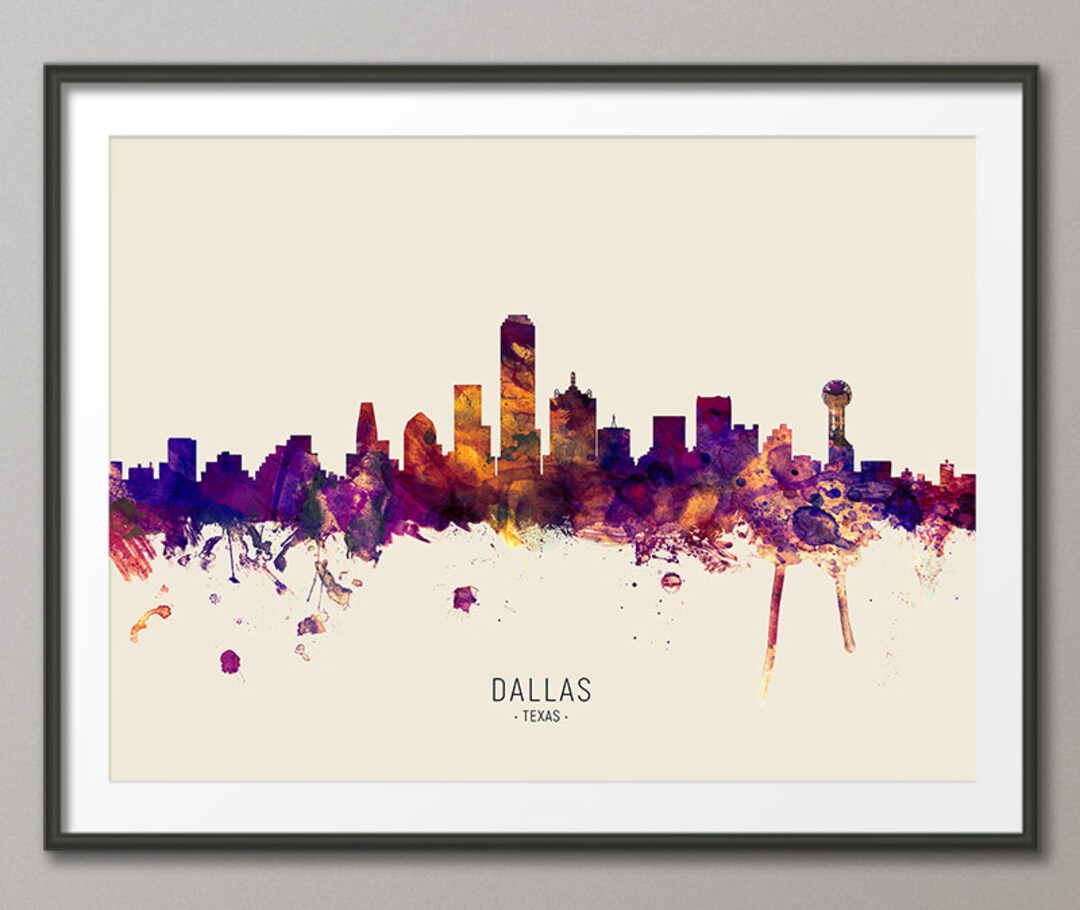 Dallas Skyline Texas, Cityscape Painting Art Print Poster LS 15033 - Etsy