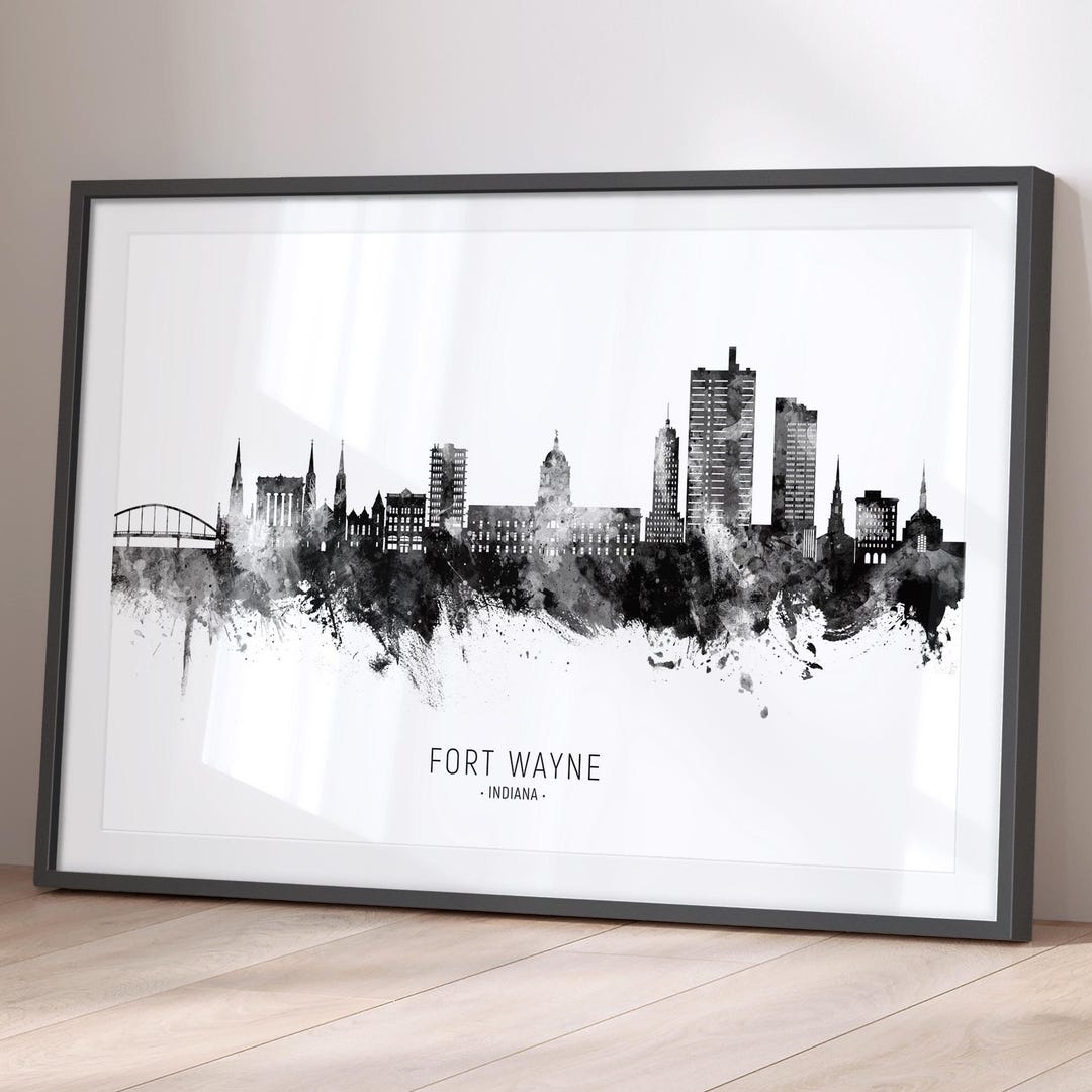 Fort Wayne Skyline Indiana, Cityscape Art Print Poster BX (24569) - Etsy