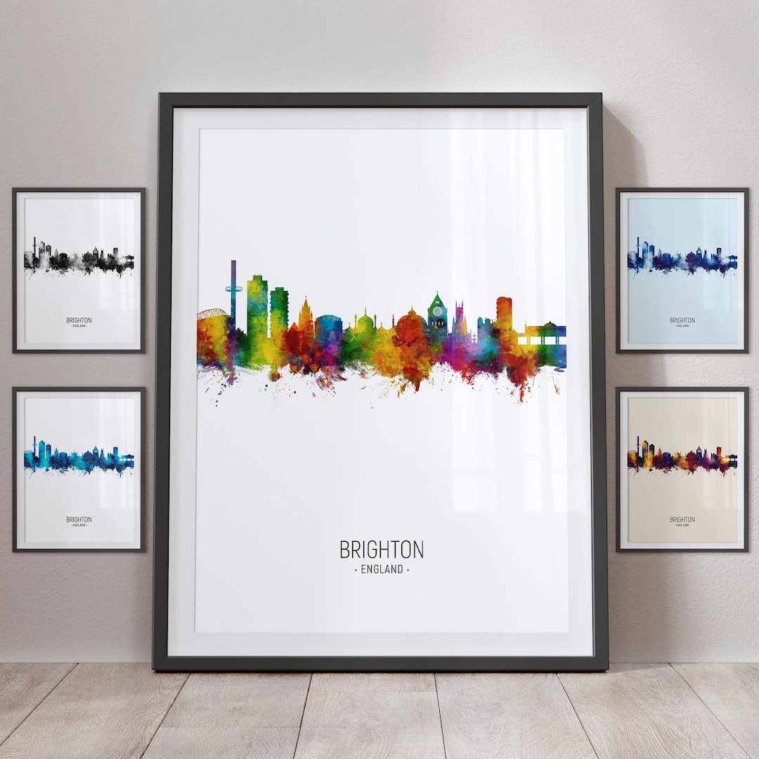 Brighton Skyline, Brighton England Cityscape Art Print Poster Portrait ...