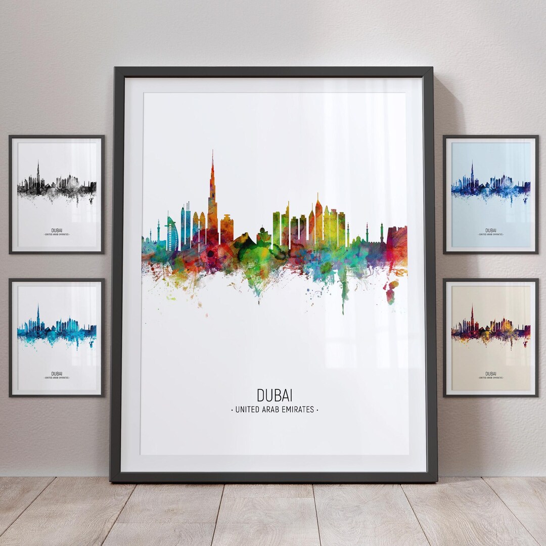 Dubai Skyline, Dubai United Arab Emirates Cityscape Art Print Poster ...