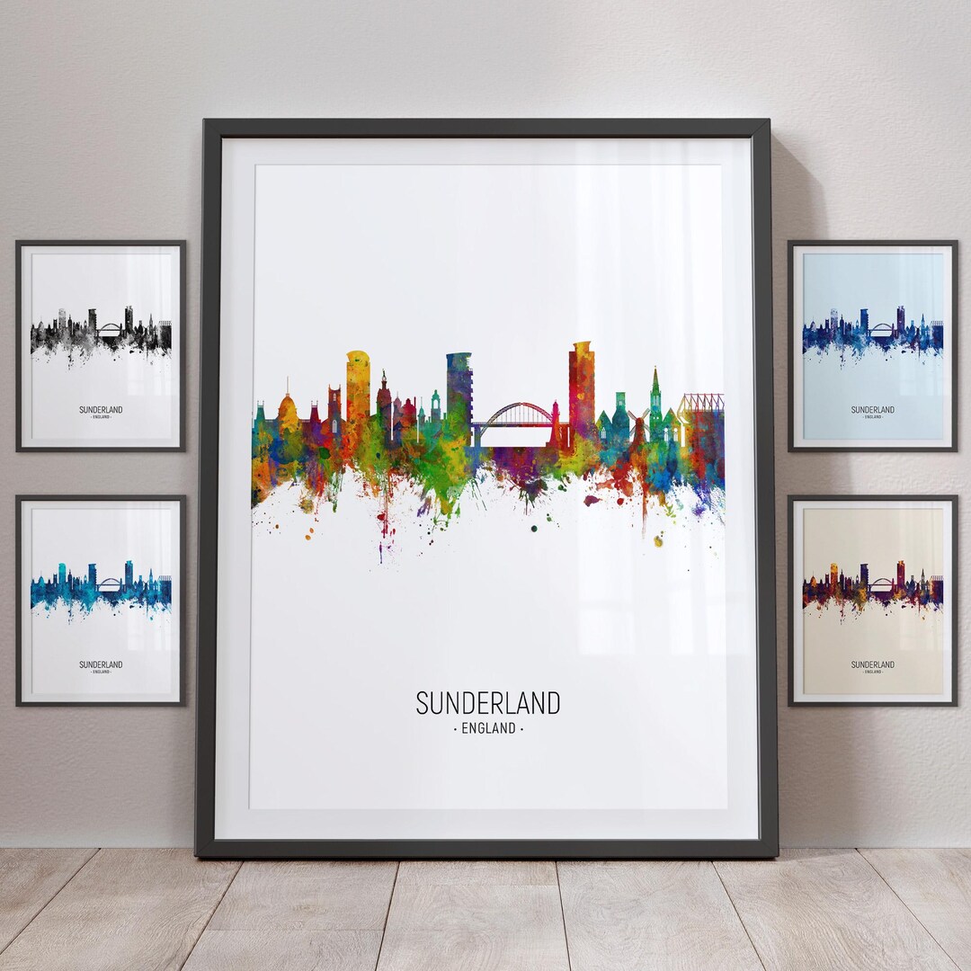 Sunderland Skyline, Sunderland England Cityscape Art Print Poster ...