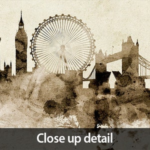London Skyline England, Cityscape Art Print Poster Vintage Sepia (8942 ...