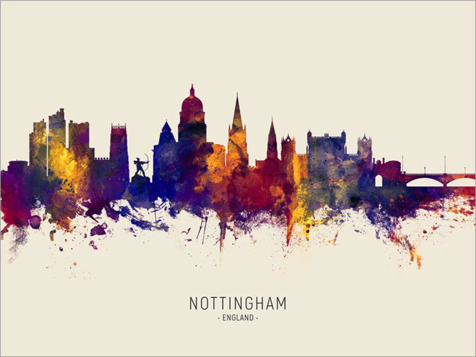Nottingham Skyline England Cityscape Painting Art Print - Etsy
