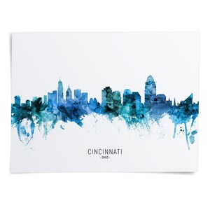 Cincinnati Skyline Ohio, Cityscape Painting Art Print Poster LX (15030 ...