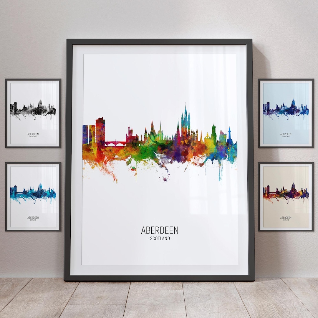 Aberdeen Skyline, Aberdeen Scotland Cityscape Art Print Poster Portrait ...