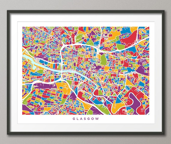 Glasgow Map Scotland Glasgow City Street Map Art Print | Etsy