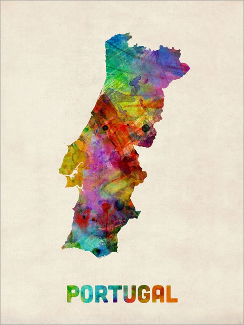 Portugal Watercolor Map Art Print 998 - Etsy