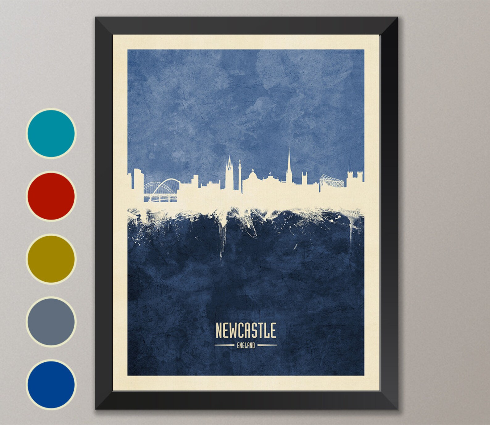Newcastle Skyline Newcastle Cityscape England Watercolor Art | Etsy