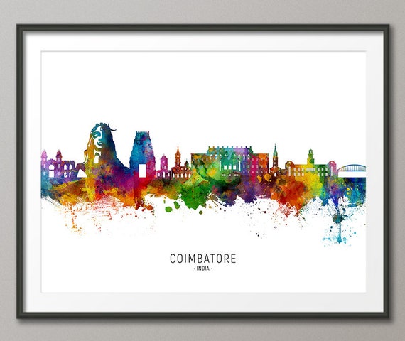 Coimbatore Skyline India Cityscape Painting Art Print Poster - Etsy