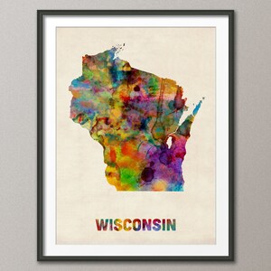 Wisconsin Watercolor Map USA, Art Print JX (379) - Etsy
