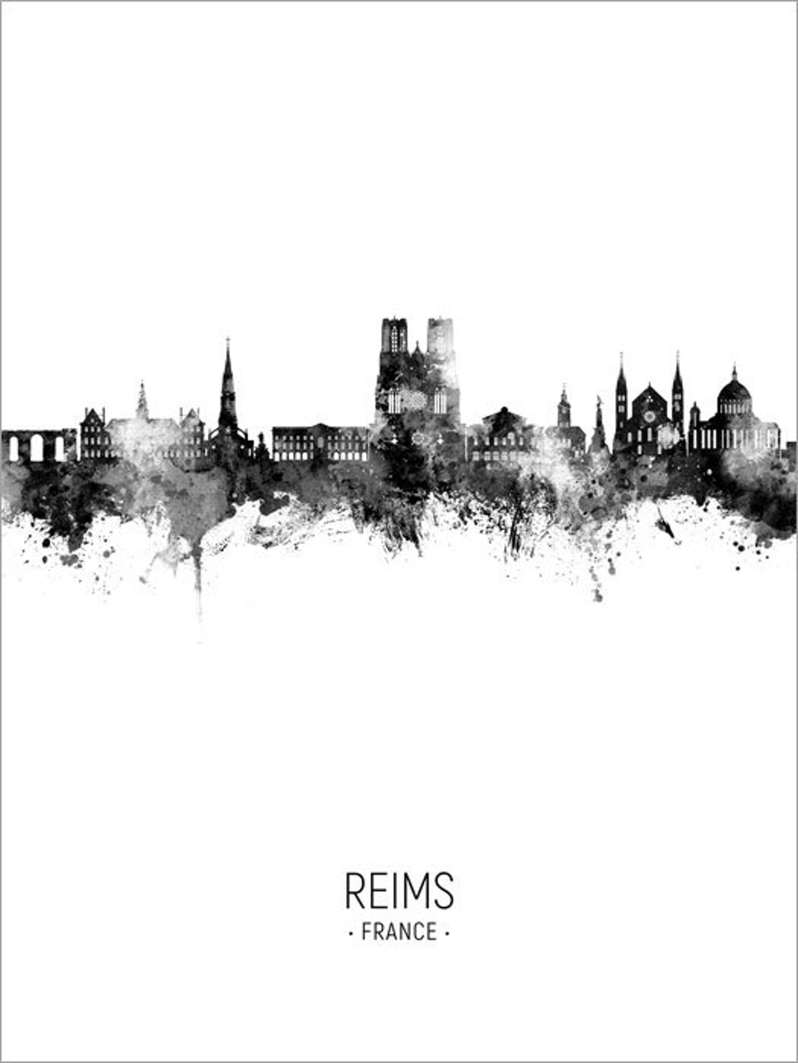 Reims Skyline Reims France Cityscape Art Print Poster | Etsy