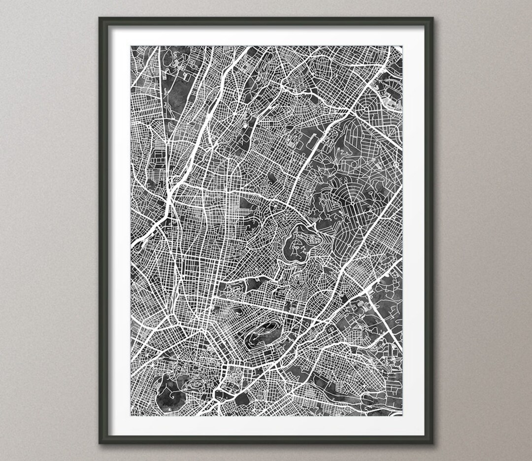 Athens Map, Greece City Map, Watercolour Art Print Poster Black White ...