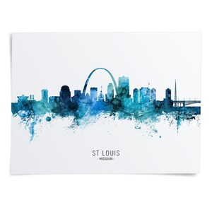 St Louis Skyline Missouri, Cityscape Painting Art Print Poster CX (6609 ...