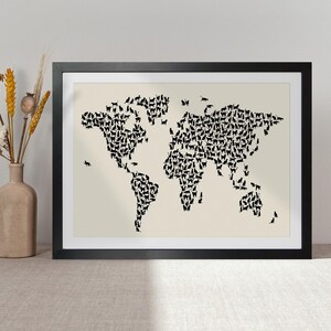 Cats Map of the World Map, Art Print, Multiple Colour Options WM (182 ...