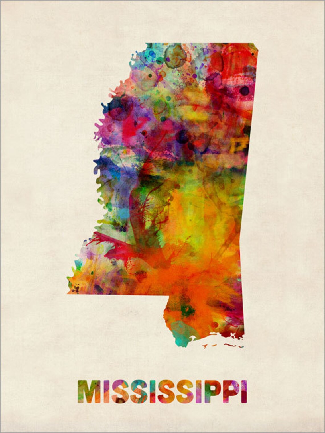 Mississippi Watercolor Map USA Art Print 403 | Etsy