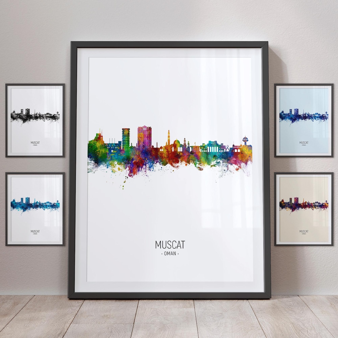 Muscat Skyline, Muscat Oman Cityscape Art Print Poster Portrait PX ...