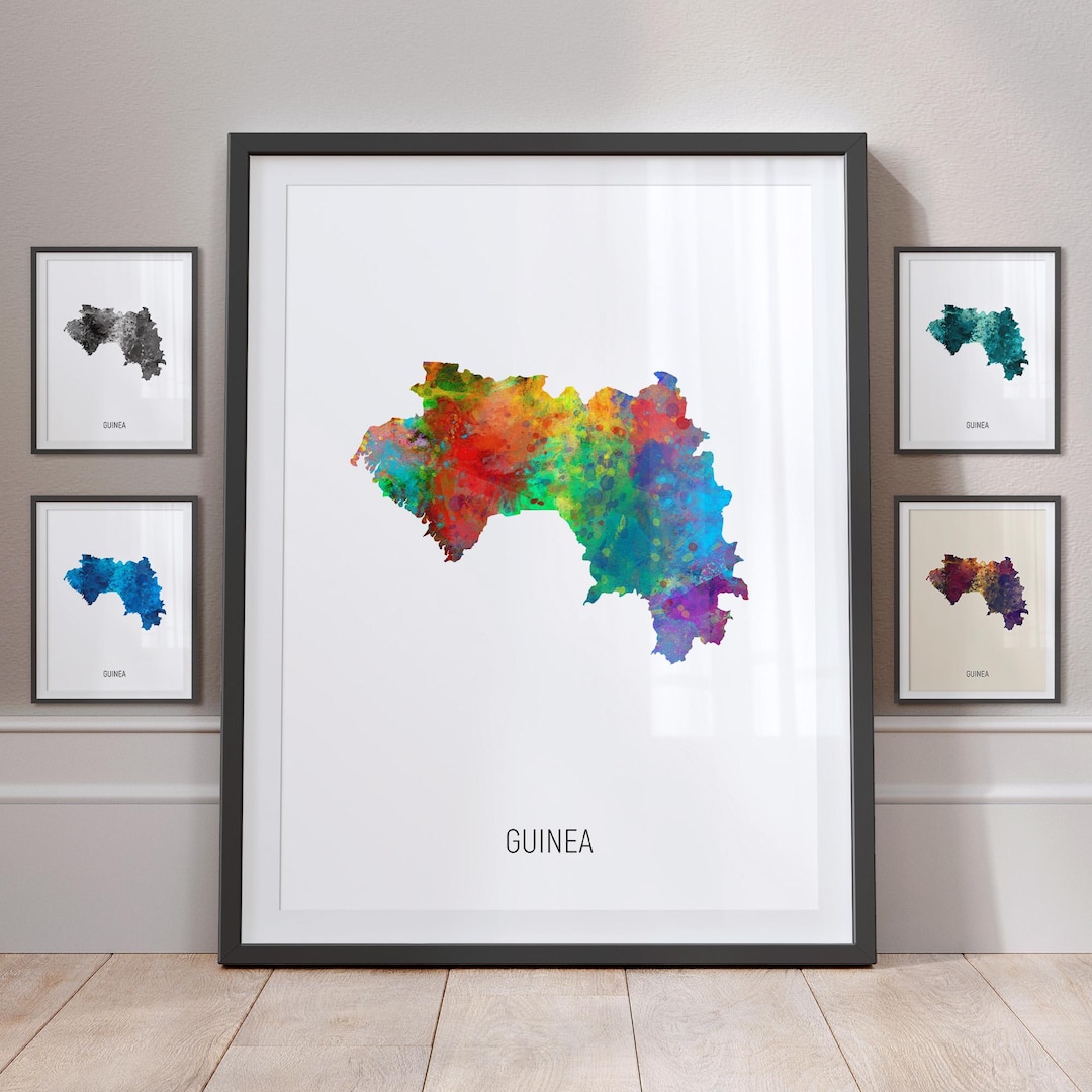 Guinea Map, Watercolour Painting Art Print Poster MX (10843) - Etsy