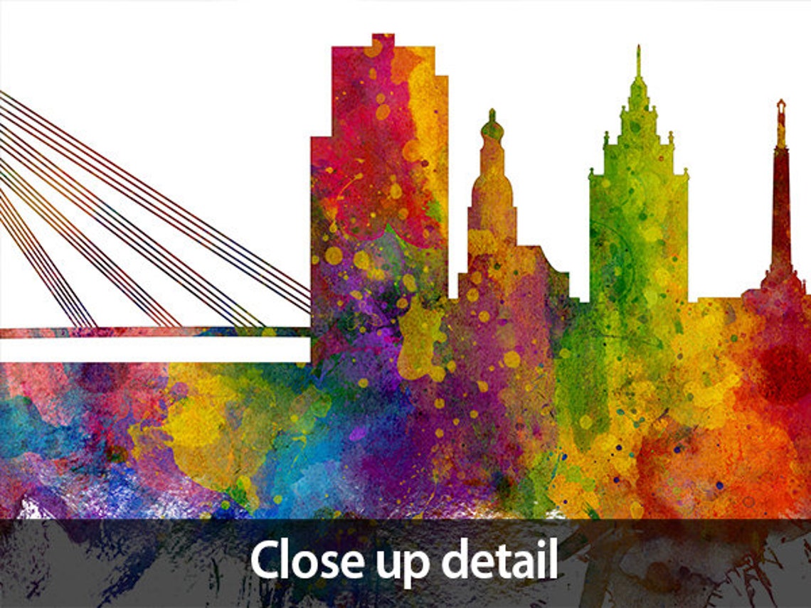 Riga Skyline Latvia Cityscape Painting Art Print Poster CX | Etsy UK