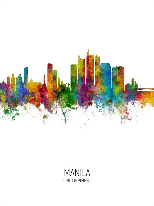 Manila Skyline Manila Philippines Cityscape Art Print Poster | Etsy