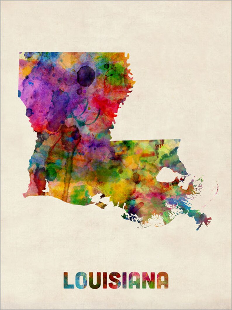 Louisiana Watercolor Map USA Art Print 387 | Etsy