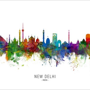 New Delhi Skyline India Cityscape Painting Art Print Poster - Etsy