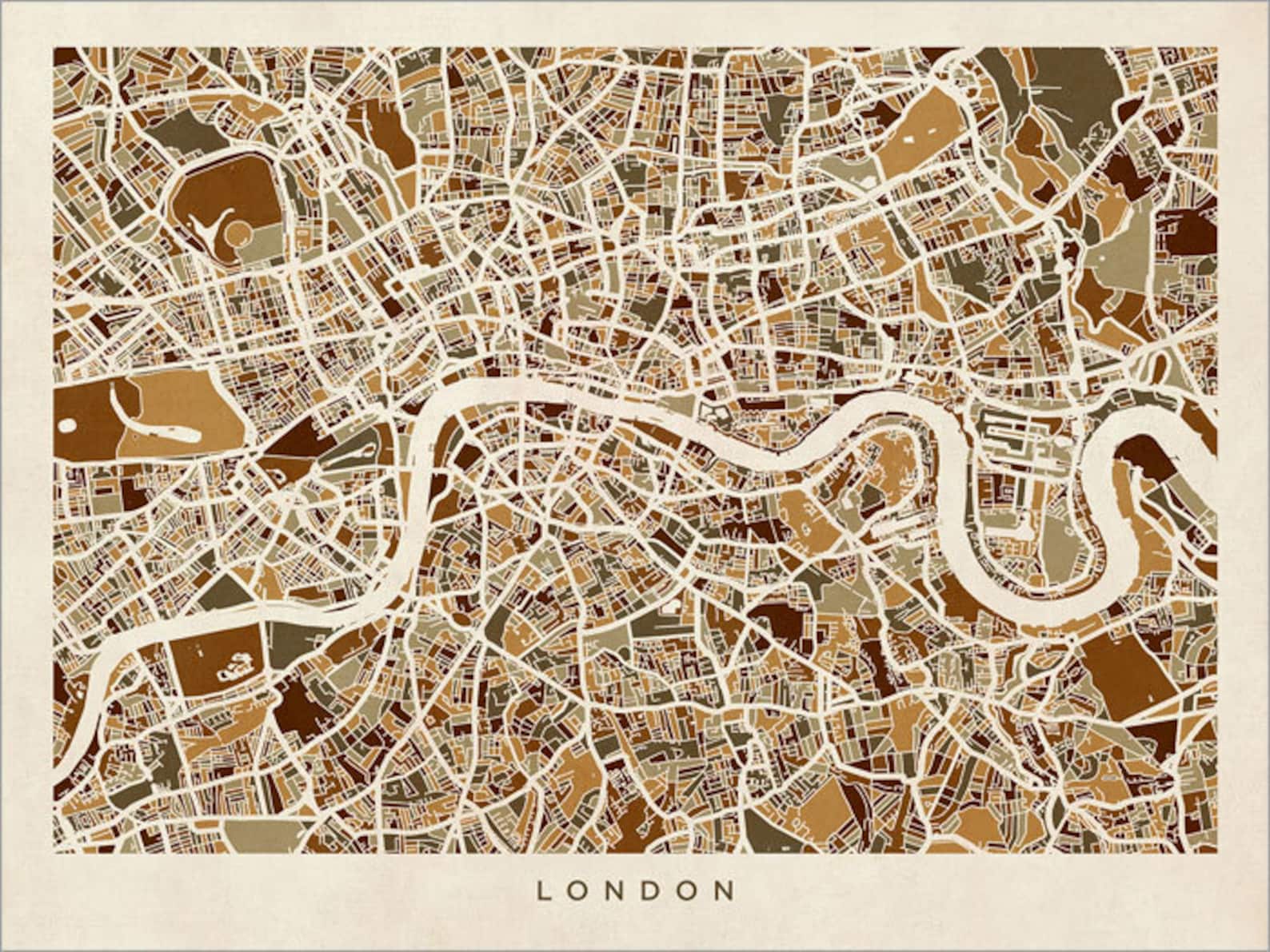 London Map, London Street Map England, Art Print (439) - Etsy