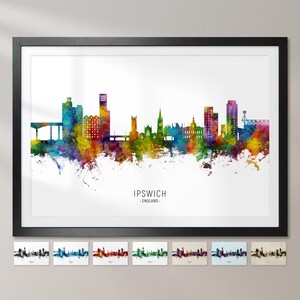 Ipswich Skyline England, Cityscape Painting Art Print Poster CX (21382 ...